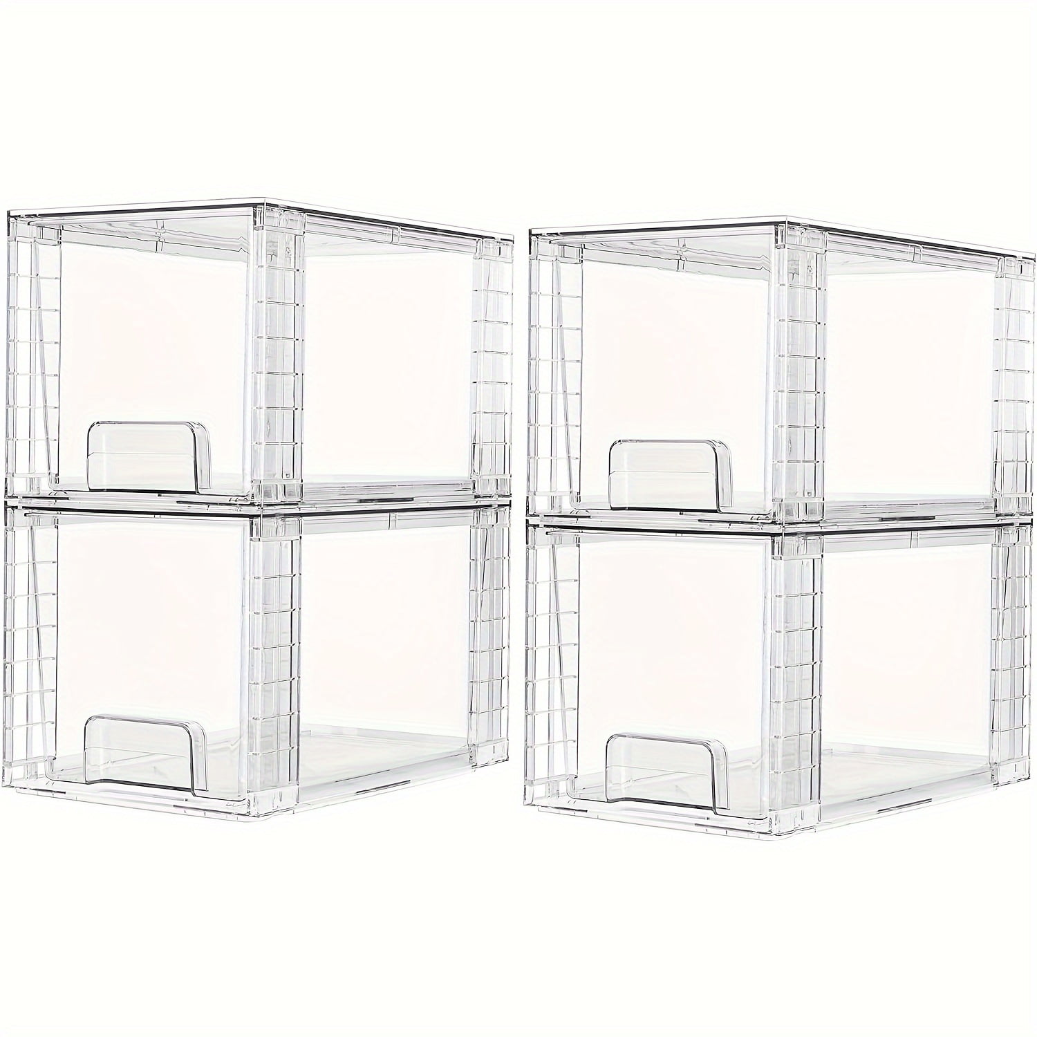2 Pack 4 Pack Large Stackable Storage Drawers Clear Acrylic Drawer