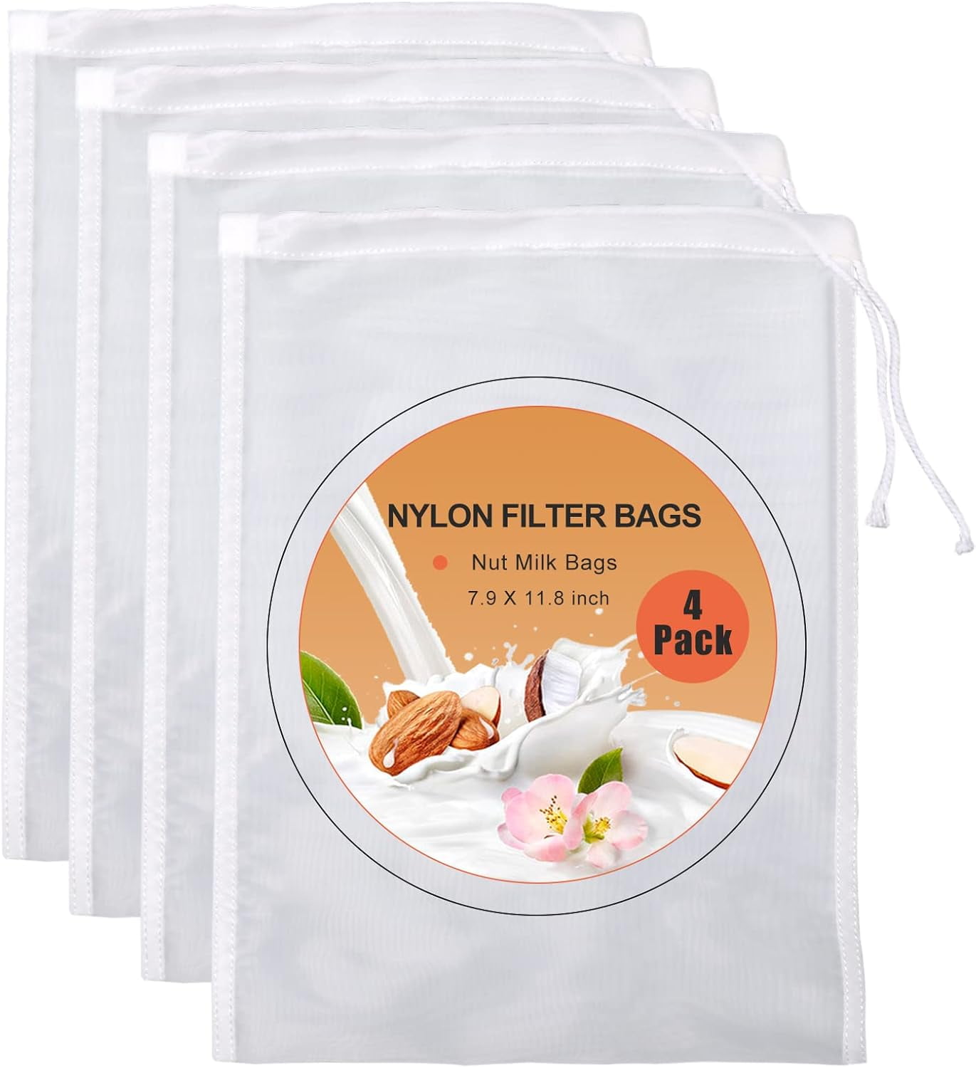 2 Pack/ 4 Pack Nut Milk Bags, Food Grade Nylon Nut Bag Strainer, Cheese ...