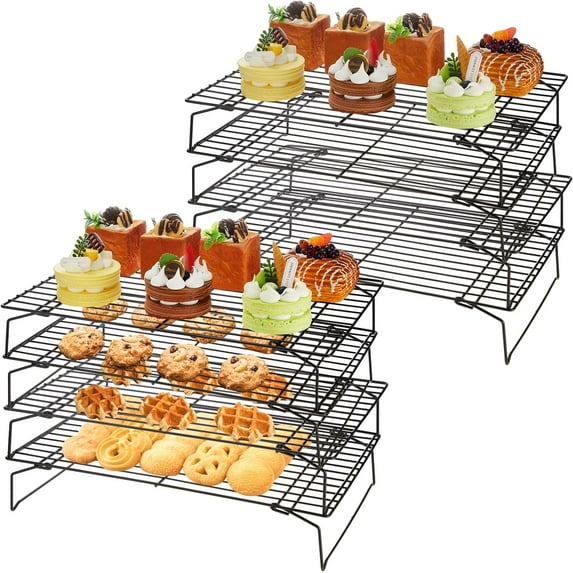 2 Pack 4 Tier Cooling Rack Stackable Collapsible Folding Legs Stainless ...