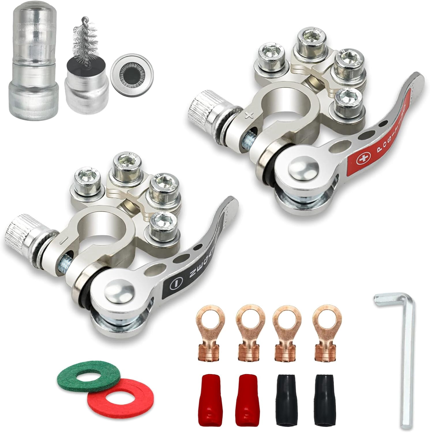 2-Pack 4-Way Quick Release Battery Terminal Connectors, Tinned Copper ...