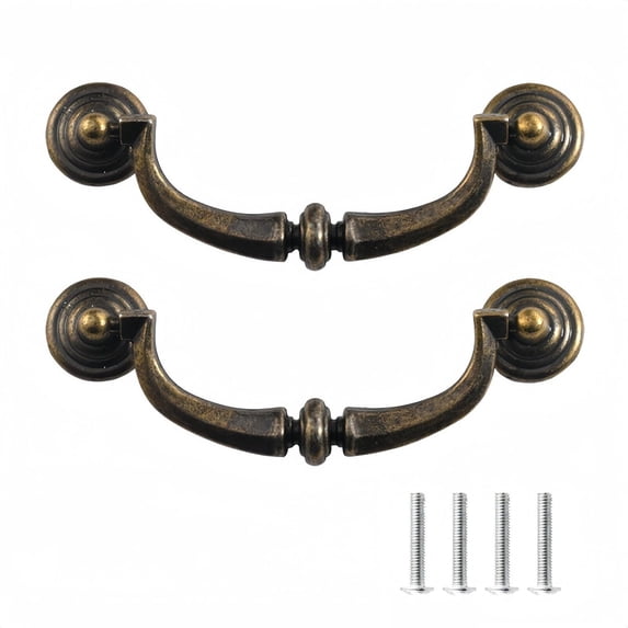 2 Pack 4 inch Hole Center Vintage Cabinet Pulls Bronze Tone for ...