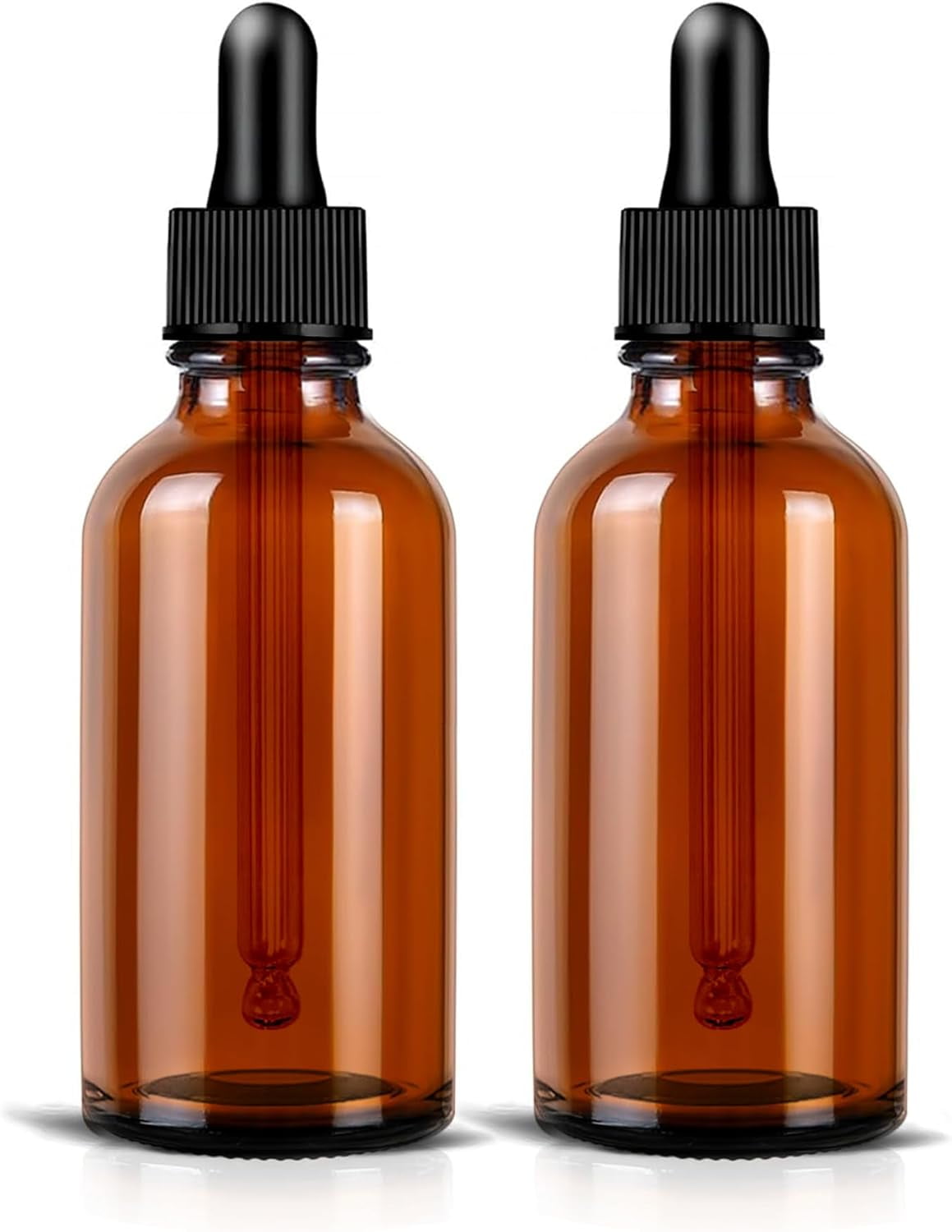 (2 Pack) - 4 oz Amber Glass Dropper Bottles with Tapered Glass Droppers ...
