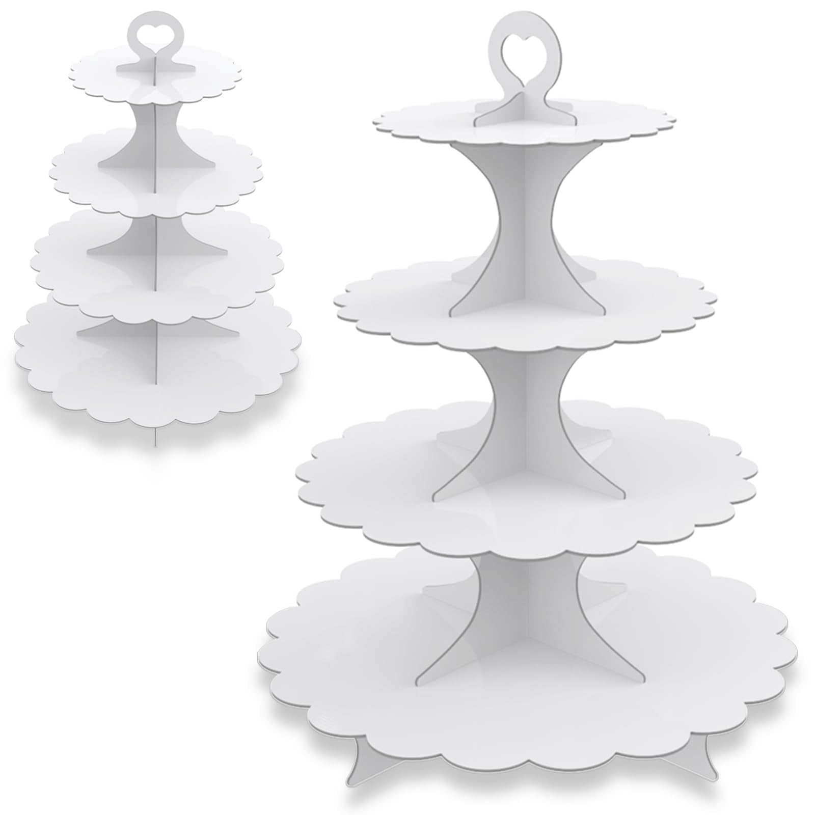 2 Pack 4-tier Cupcake Stand White Cardboard Round Dessert Display Tower ...