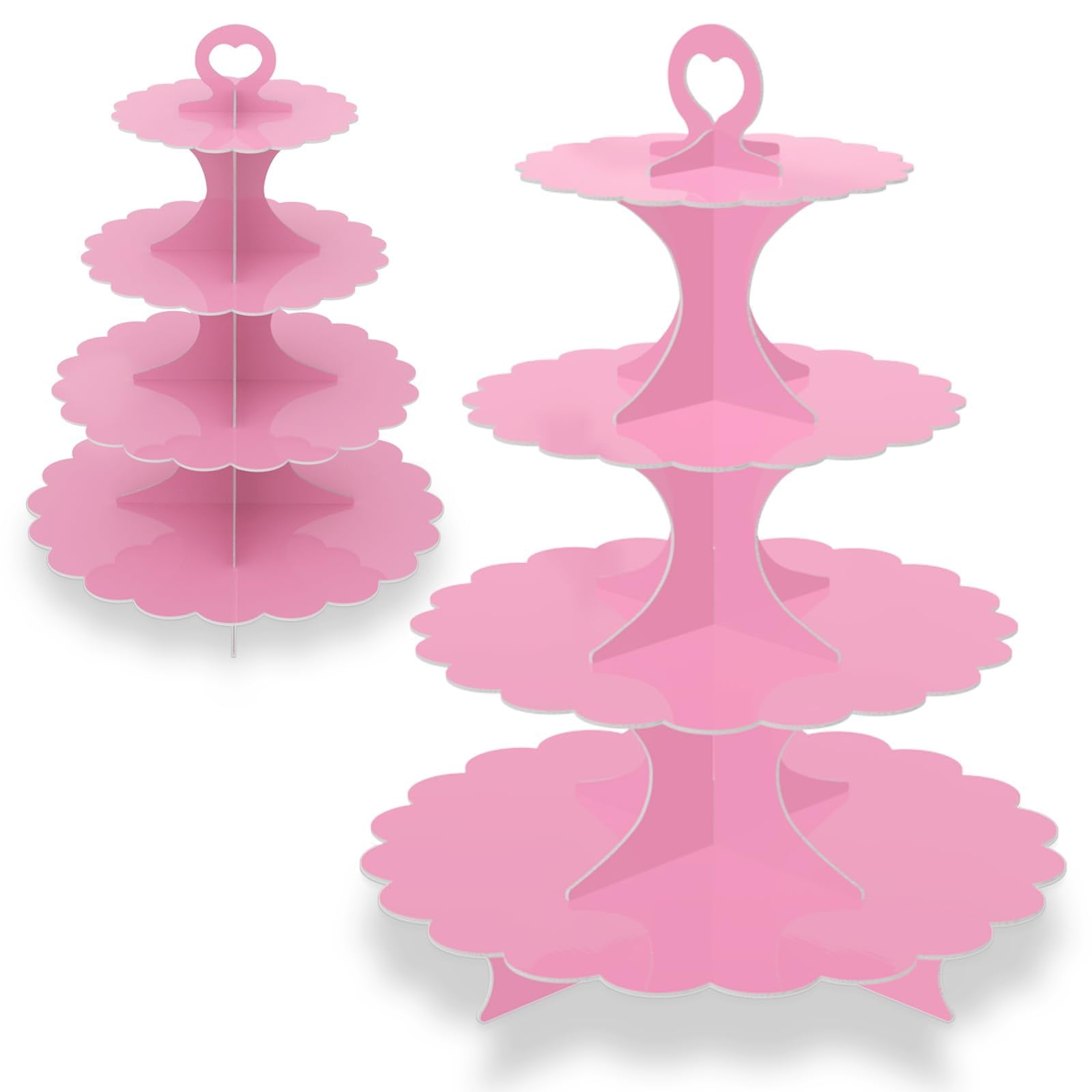 2 Pack 4-tier Round Cupcake Stand Pink Cardboard Dessert Display For ...