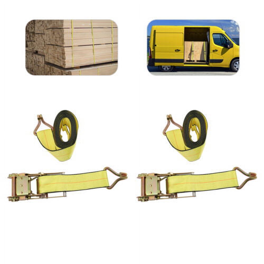 2 Pack 4"x 30 Ft Ratchet Lashing Straps Double J Hooks Steel Ratchet ...