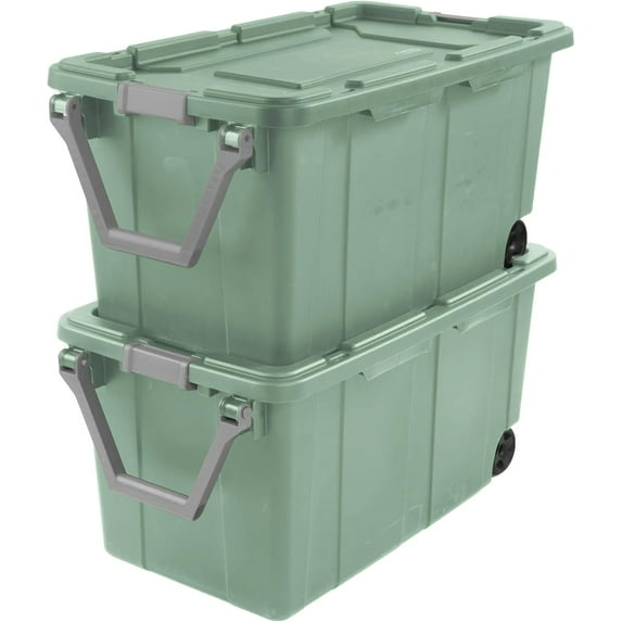 2-Pack 40 Gallon Wheeled Storage Totes, Heavy-Duty Plastic Storage Bins ...