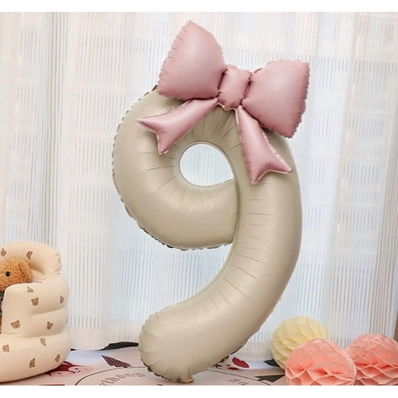 2 Pack 40 Inch Matte Cream White Number Balloons with Bow - Perfect for ...