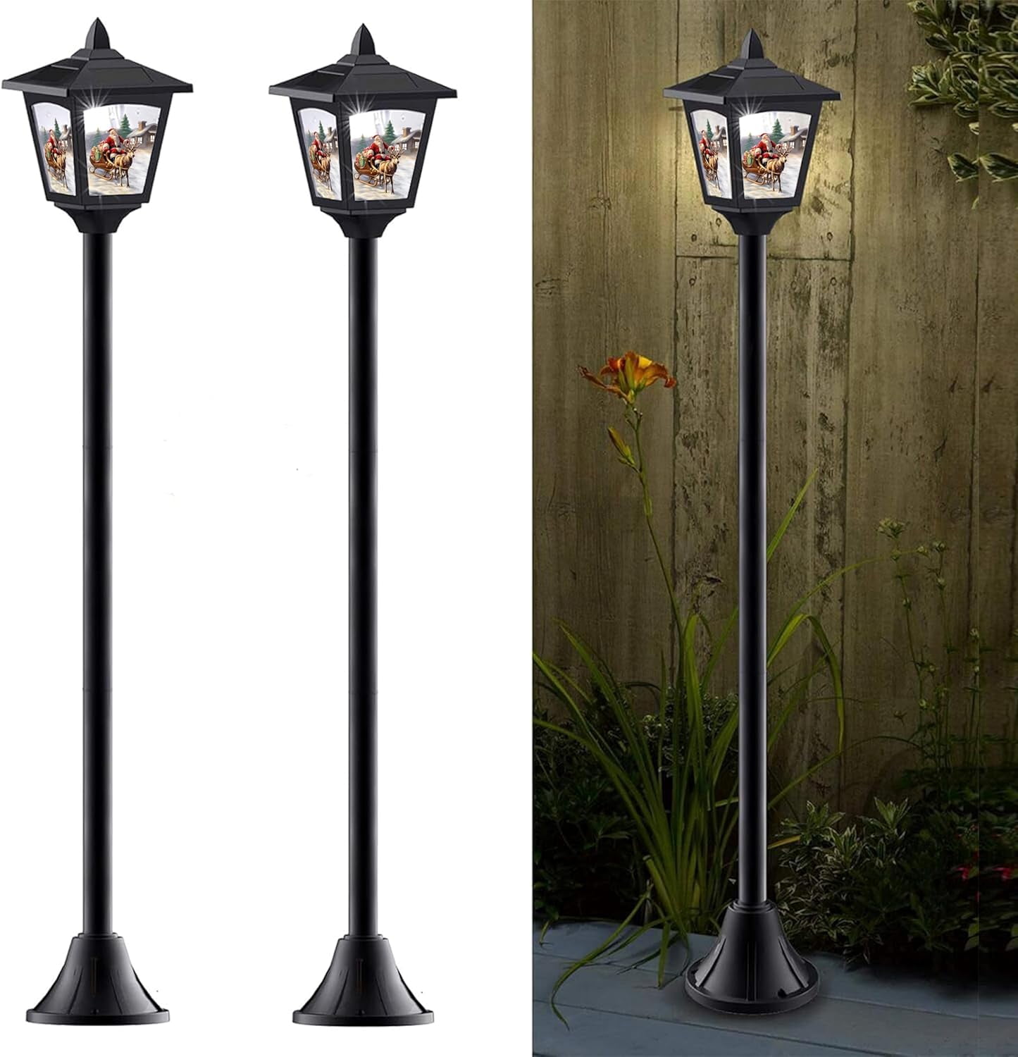 2-Pack 40-Inch Solar-Powered Mini Lamp Post Lights – Vintage Street ...