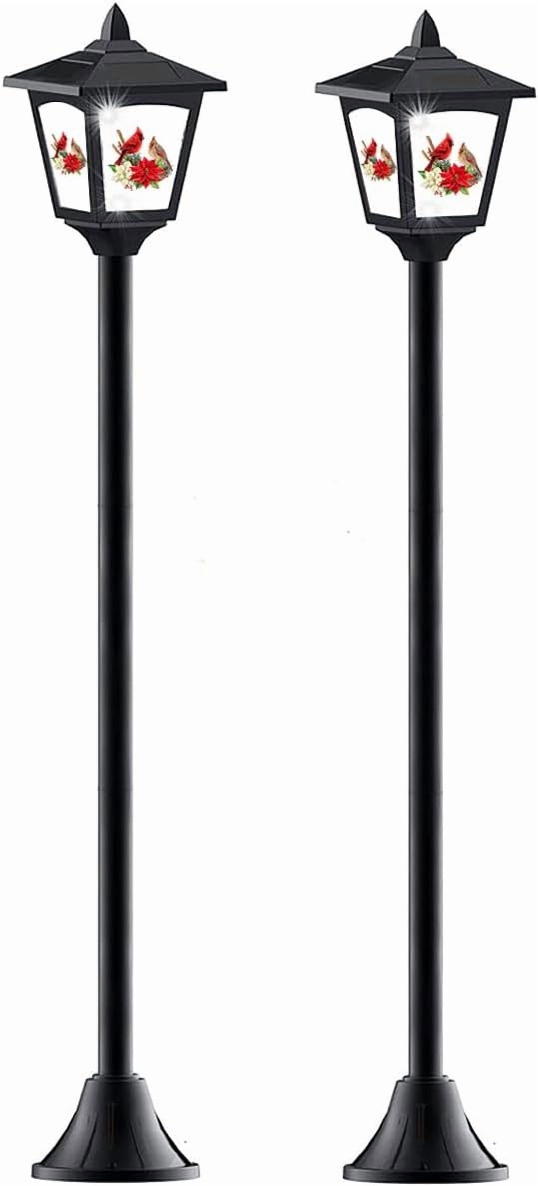 Kanstar Solar-Powered Mini Lamp Post Lights Vintage Outdoor Black 2 ...