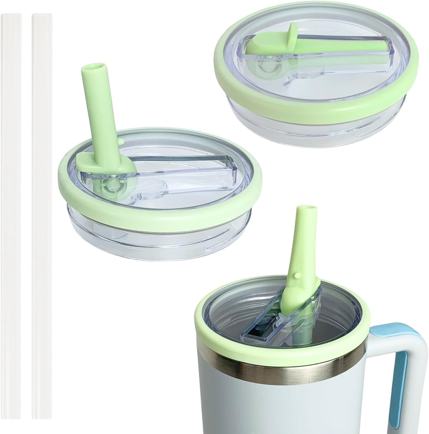 2 Pack 40 oz Tumbler Flip Straw Lid Replacement Compatible with Stanley ...