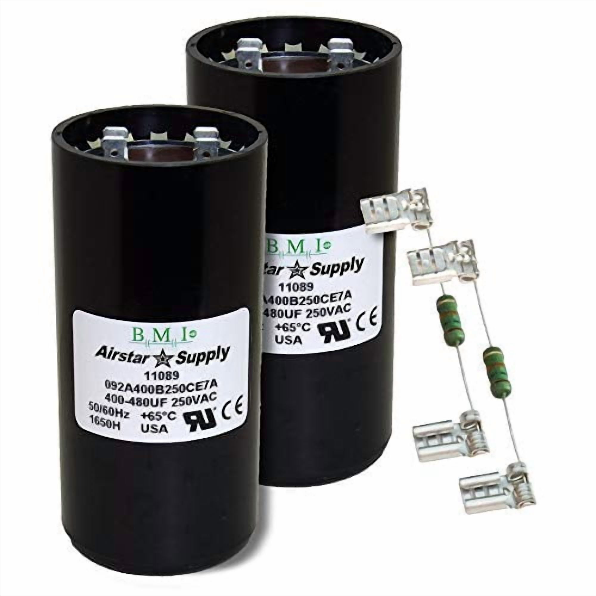 (2) Pack, 400-480 uF x 250 VAC - /USA Start Capacitor # 092A400B250CE7A ...