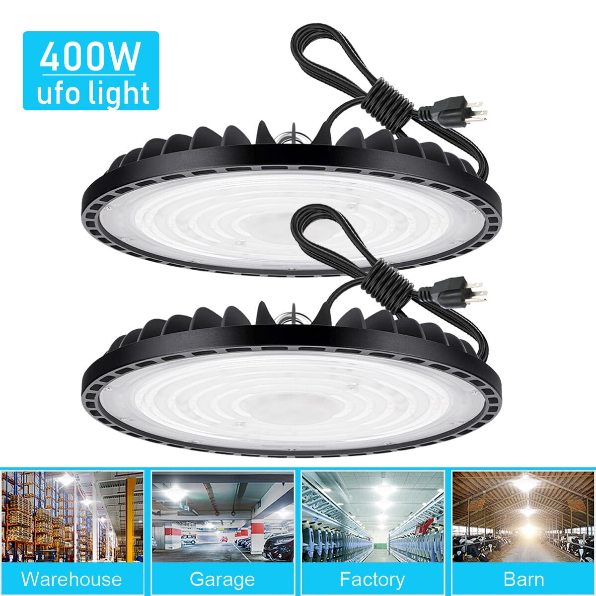 2 Pack 400W UFO Led High Bay Light Commercial Industrial Warehouse ...