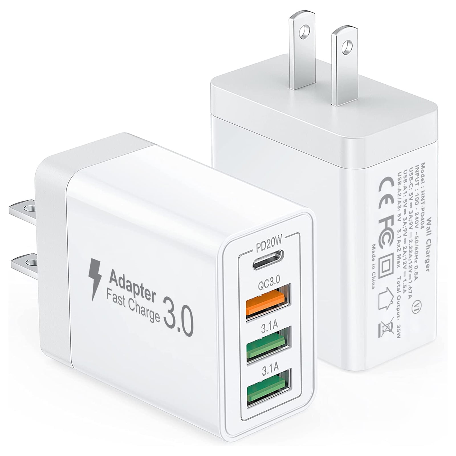 TAOHAI 2-Pack 40W Fast Charging Block,4-Port USB C Power Adapter Wall ...