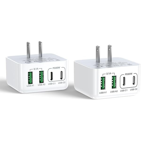 2-Pack 40W Flat USB C Charger Block Slim Wall Charger Multiple Ports ...