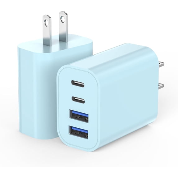 2 Pack 40W USB C Wall Charger,4-Ports Multiport PD Power Adapter & QC ...