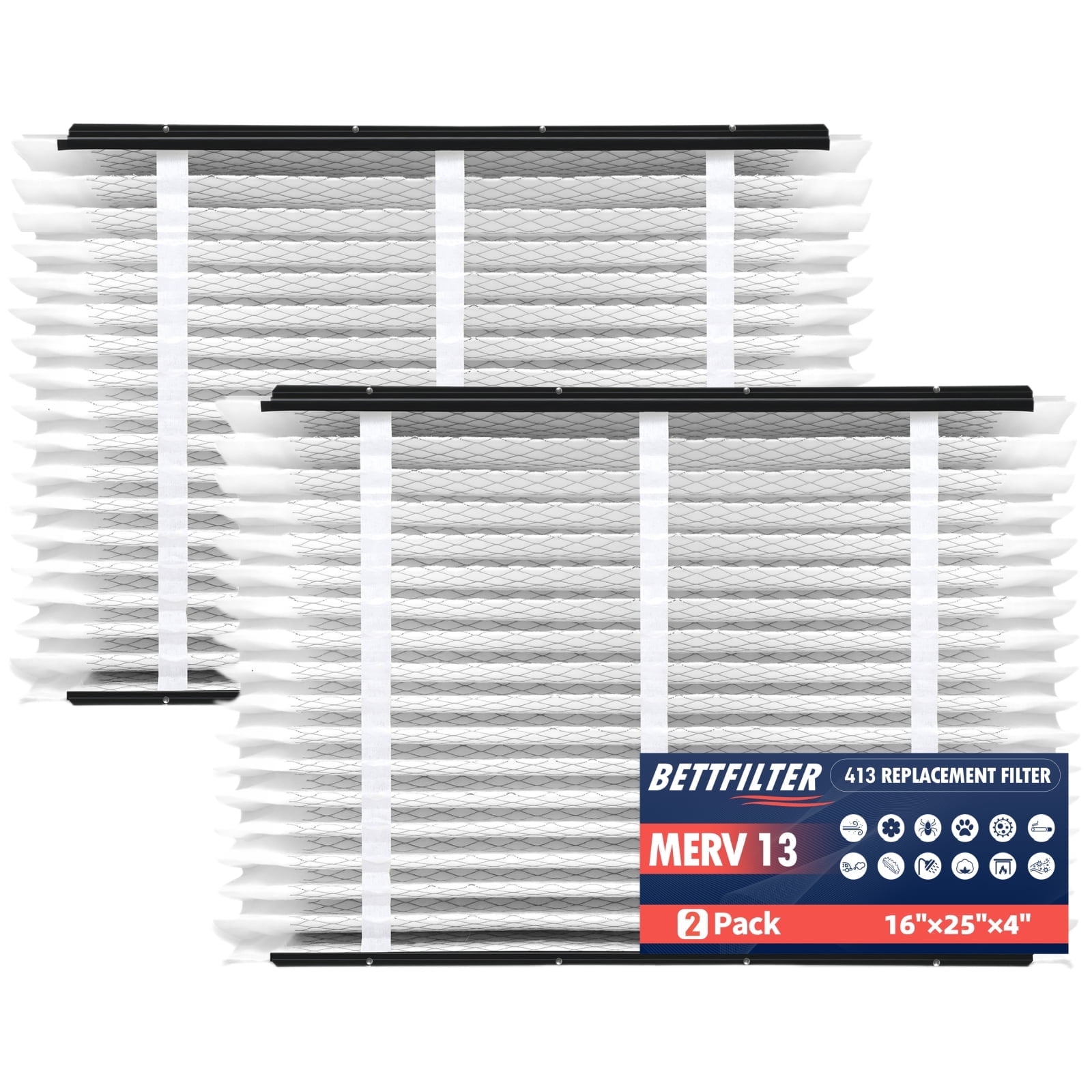 2 Pack 413 Replacement Filter,MERV 13 16x25x4,Compatible with AprilAire ...