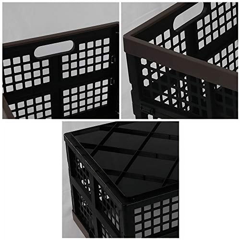 2-Pack 42 L Plastic Staking Folding Storage Basket Crates, Stackable ...