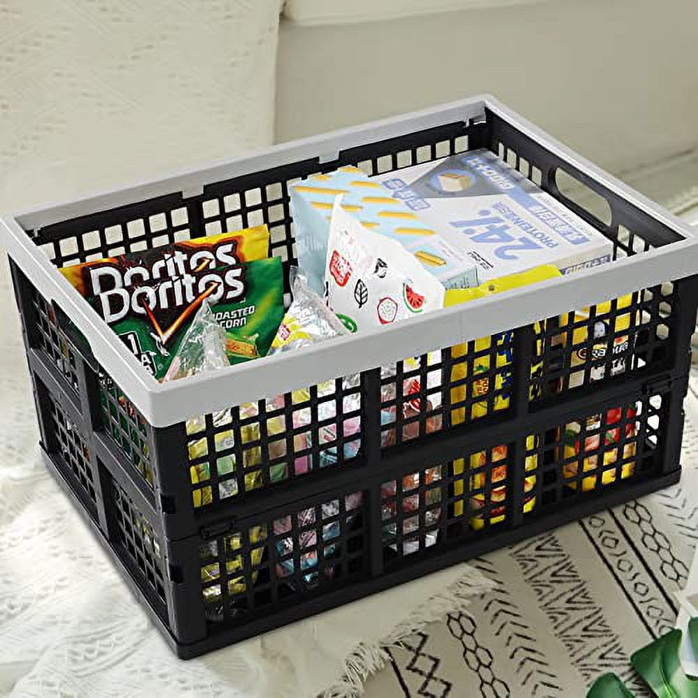 2-Pack 42 Liter Collapsible Milk Crate, Stackable Plastic Folding ...