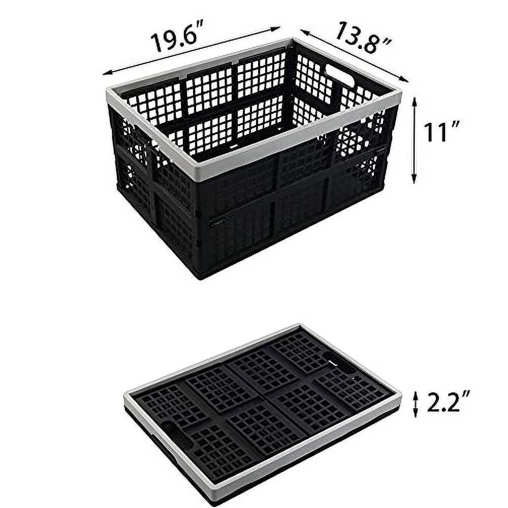 2-Pack 42 Liter Collapsible Milk Crate, Stackable Plastic Folding ...