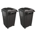 2-Pack 45-Gallon Heavy-Duty Wheeled Trash Can with Click-Lock Lid, Easy ...