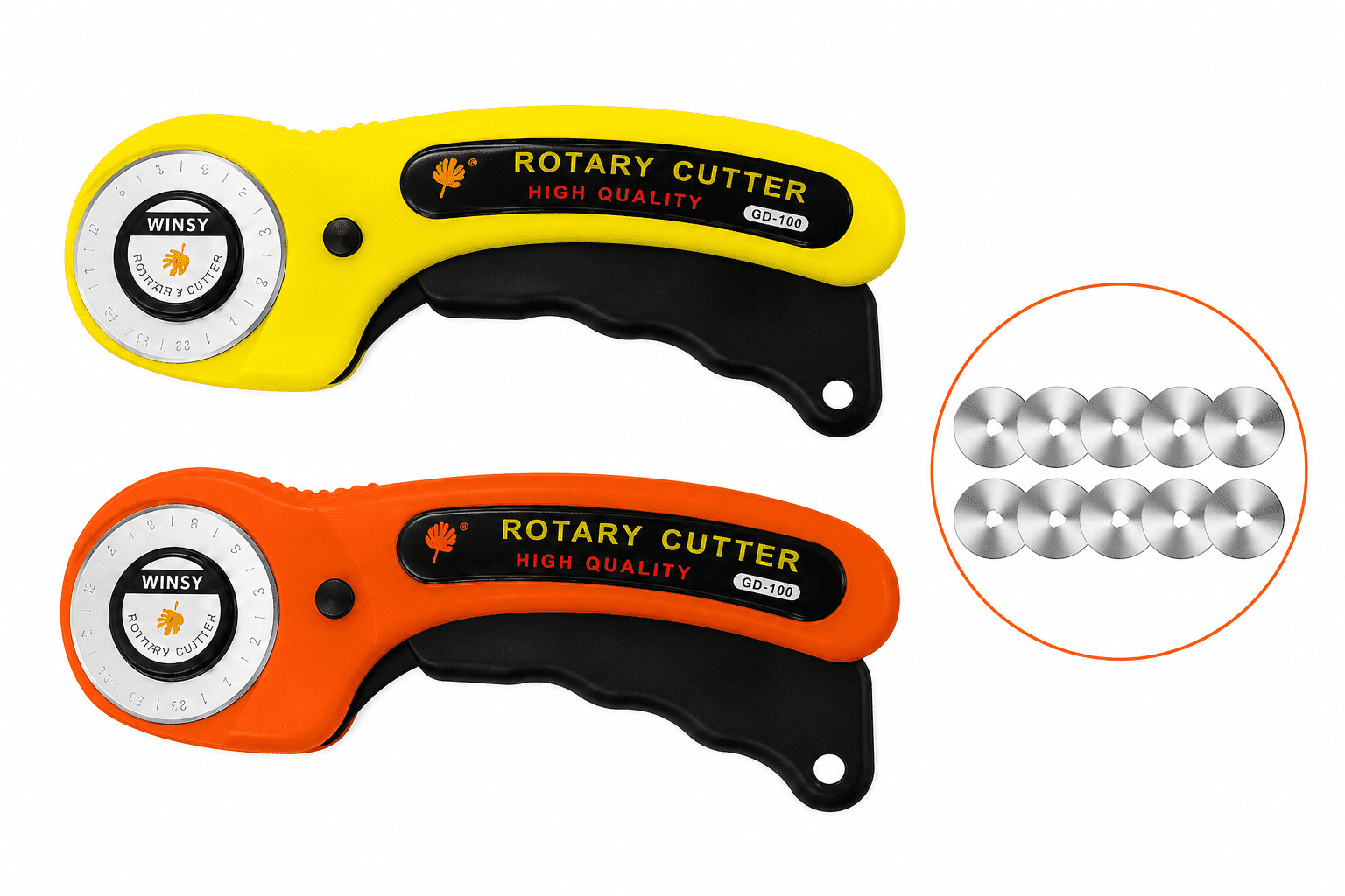 2 Pack 45mm Rotary Cutter Set with 10 Replacement Blades, Ergonomic ...