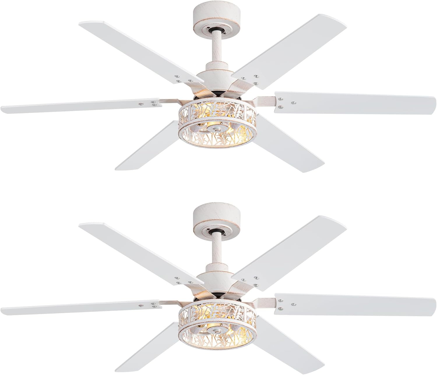 2 Pack 46-Inch Farmhouse Ceiling Fans with Lights and Remote, 5 ...