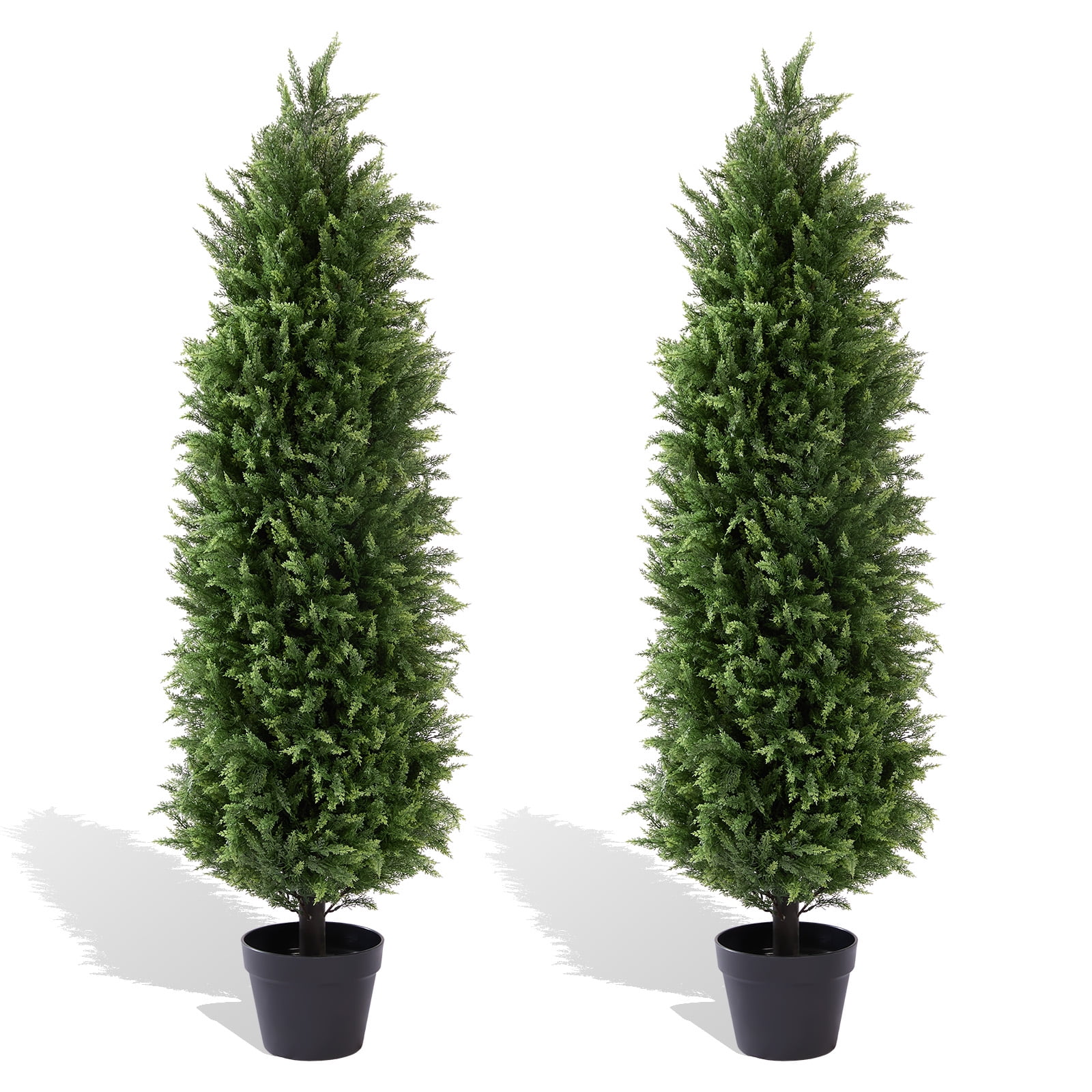 2 Pack 48 Inch Artificial Cedar Topiary Trees, UV Protection Potted ...