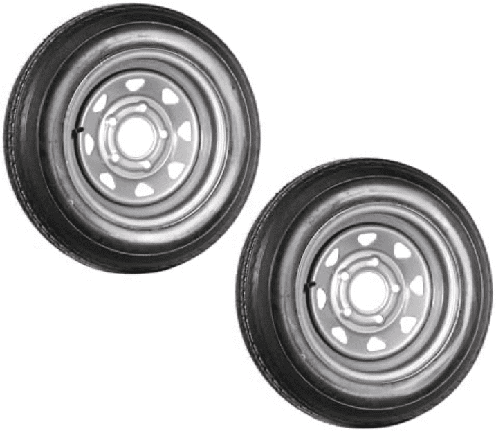 2-Pack 480-12 4.80-12 Trailer Tire Silver Spoke 5 Lug 4.5 Inch Center ...