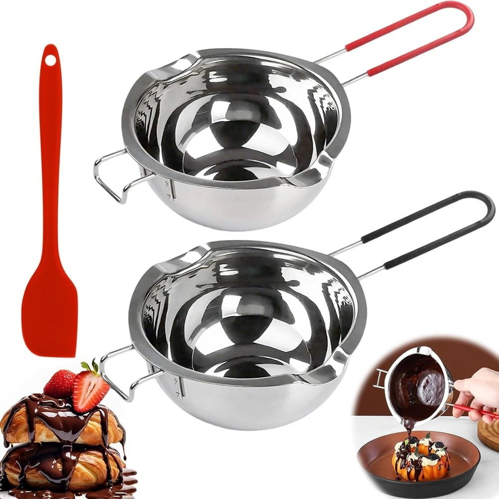 2 Pack 480Ml Chocolate Melting Pots With Spatula 304 Stainless Steel ...