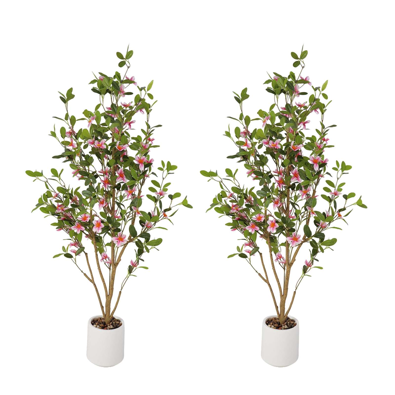 2-Pack 4FT Artificial Faux Trees in Pots | Realistic Indoor Outdoor ...
