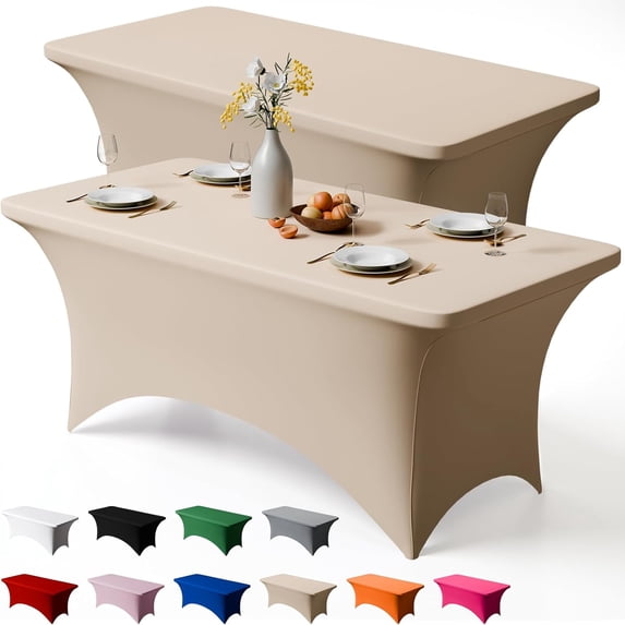 2 Pack 4FT Spandex Tablecloth - 48 x 30 Inch Rectangular Stretch ...