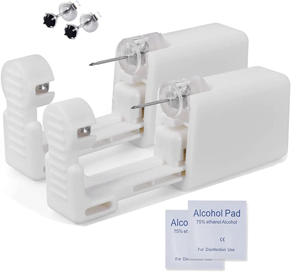 2 Pack 4mm Ear Piercing Kit with Cubic Zirconia Stud Earrings Ear ...