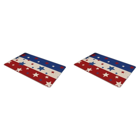 2 Pack 4th of July Doormat, Patriotic Red White Blue Stars Welcome Mat ...