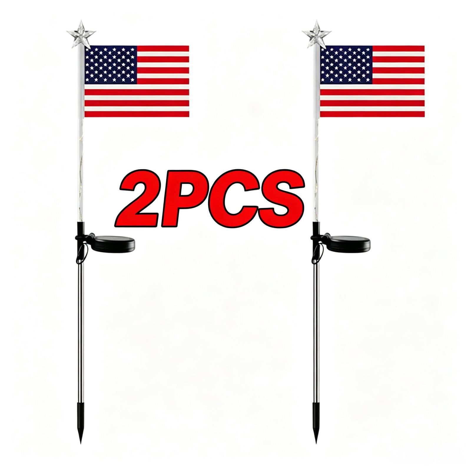 2‑Pack 4th of July Independence Day Solar‑Powered American Flag LED ...