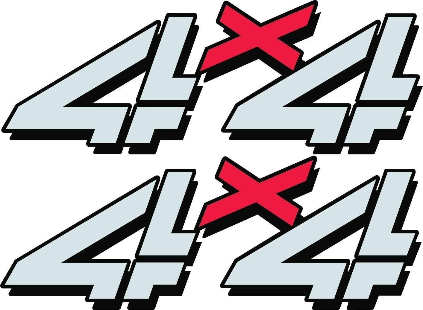 2-Pack 4x4 Chrome and Red Style Truck Bedside Stickers – Compatible ...