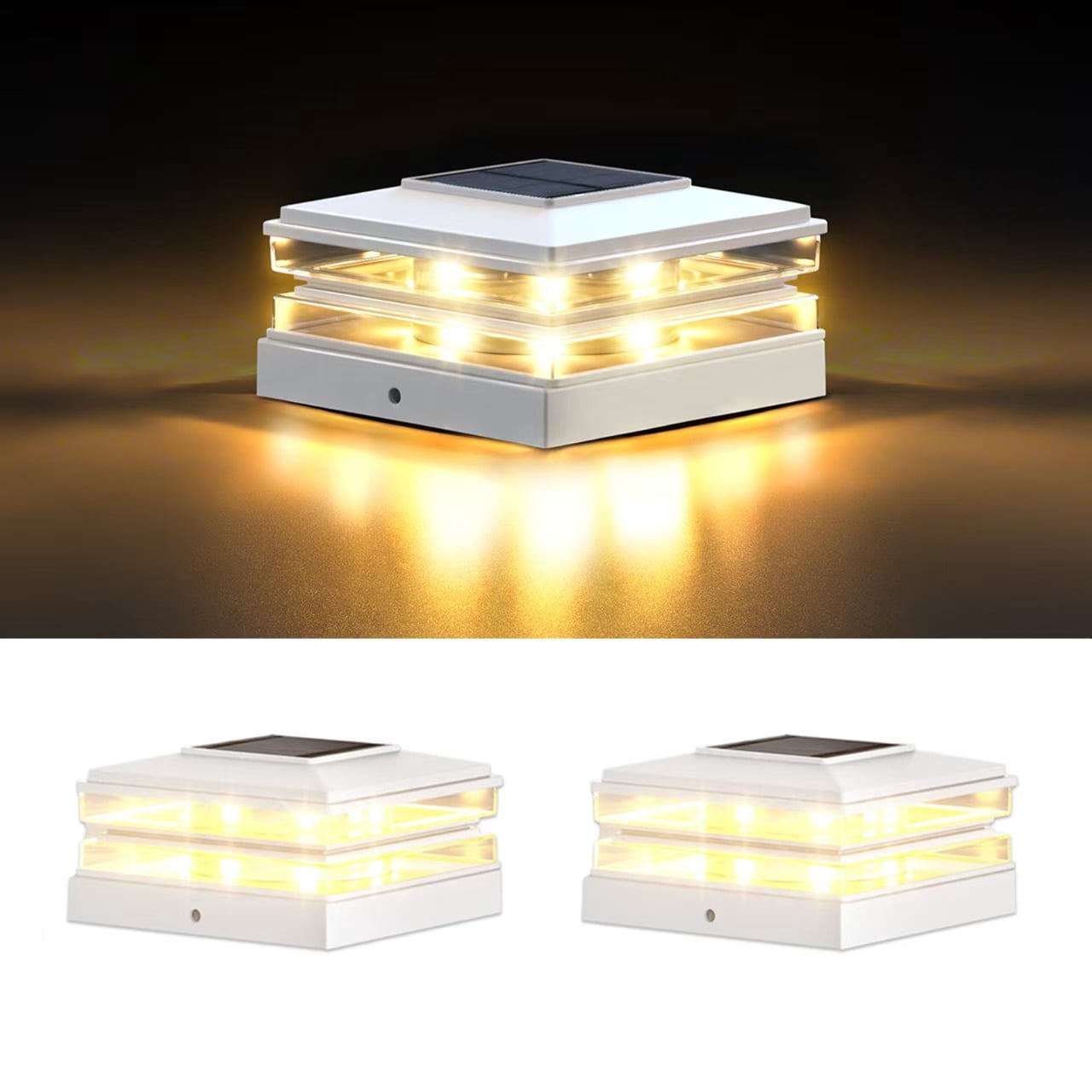 [2 Pack] 4x4 Solar Post Cap Lights Outdoor Waterproof Fence Deck Post ...