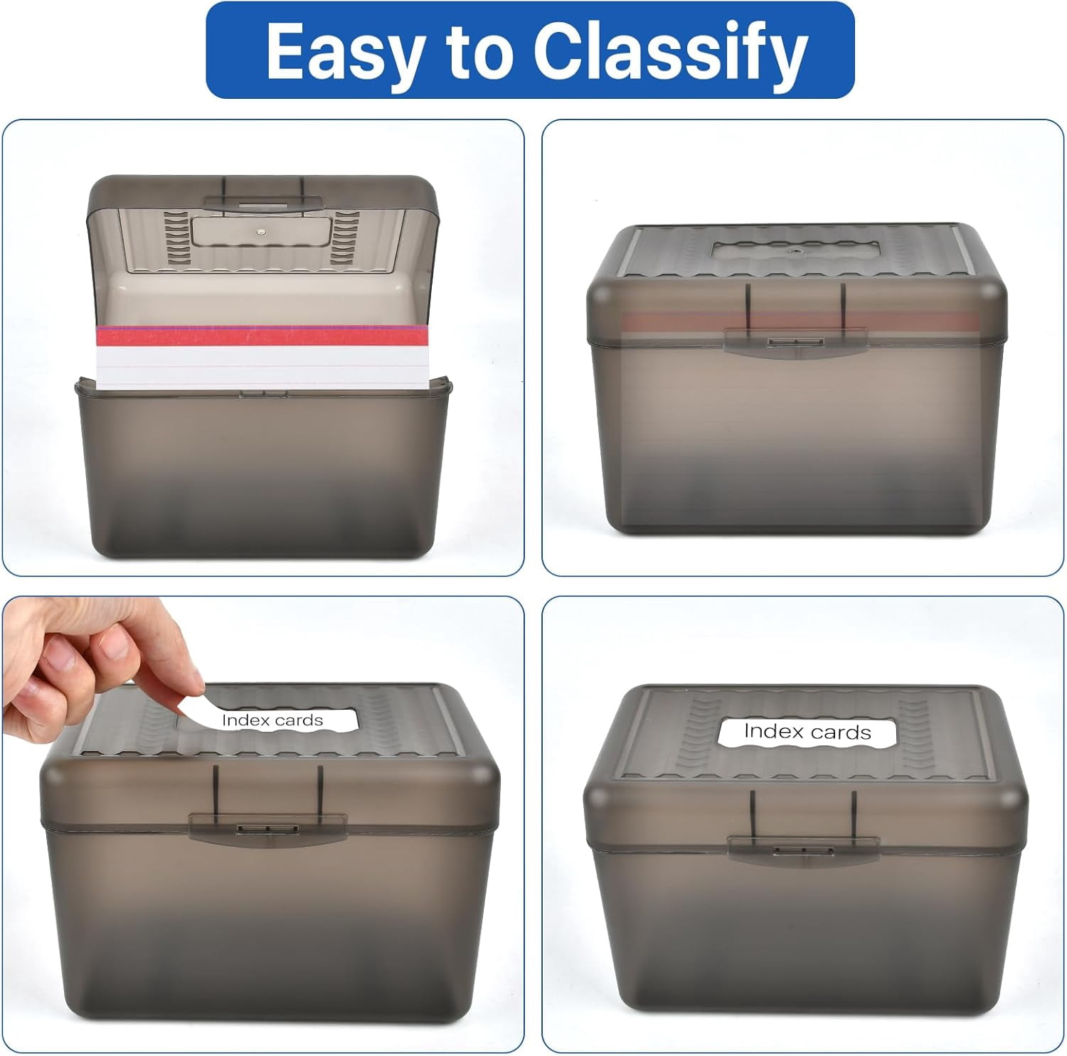 2 Pack 4x6inch Index Card Box, Flash Card Holder Box, Notecard Box ...