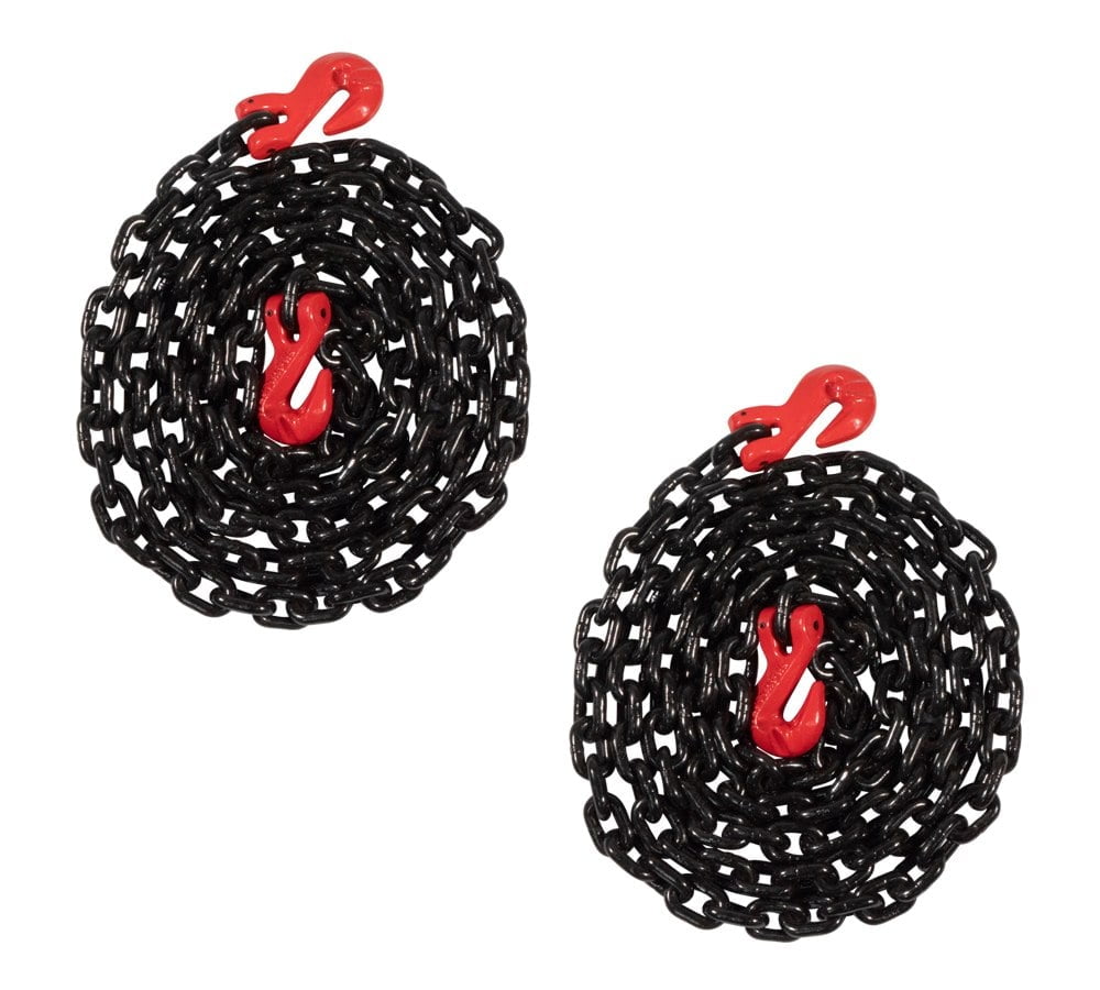 (2 Pack) 5/16"×10' G80 Black Transport Binder Chain w/Clevis Grab Hooks ...