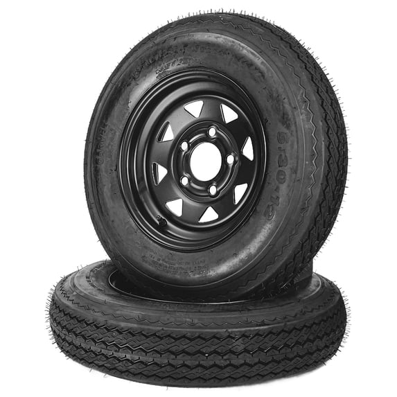 2-Pack 5.30-12 5.30x12 530-12 Trailer Tires with 12" Rims, 5 Lug on 4.5 ...
