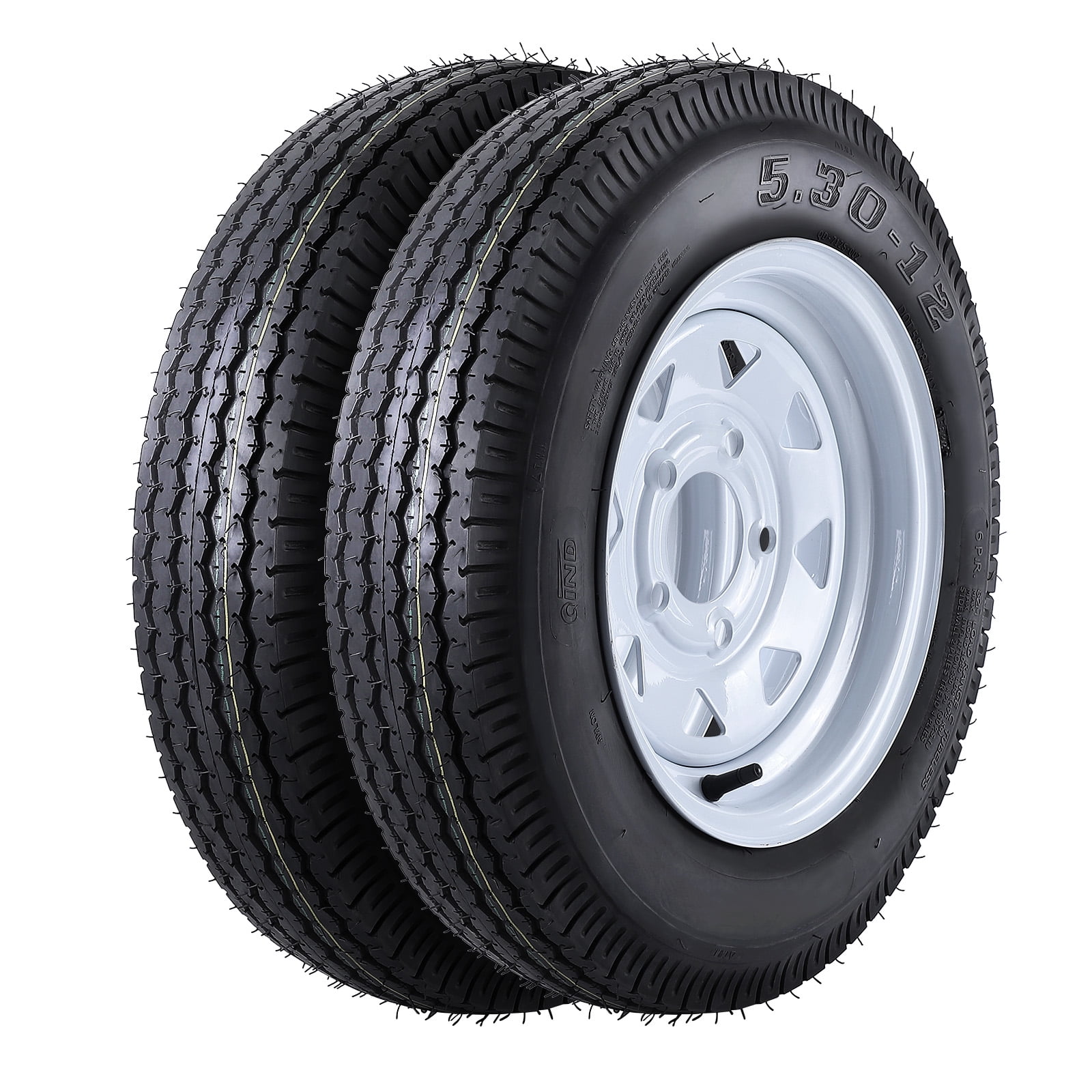 2 Pack 5.30-12 Trailer Tire, 5.30x12 6PR Heavy-Duty Tires with 12" Rim ...
