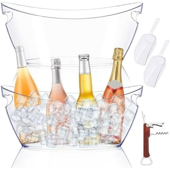2-Pack 5.5L Ice Bucket for Parties, Portable Drink Bucket for Cocktail ...