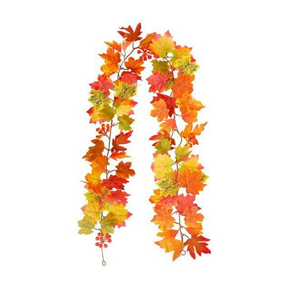 2 Pack 5.7FT Fall Maple Leaf Hanging Vine Garland Artificial Autumn ...