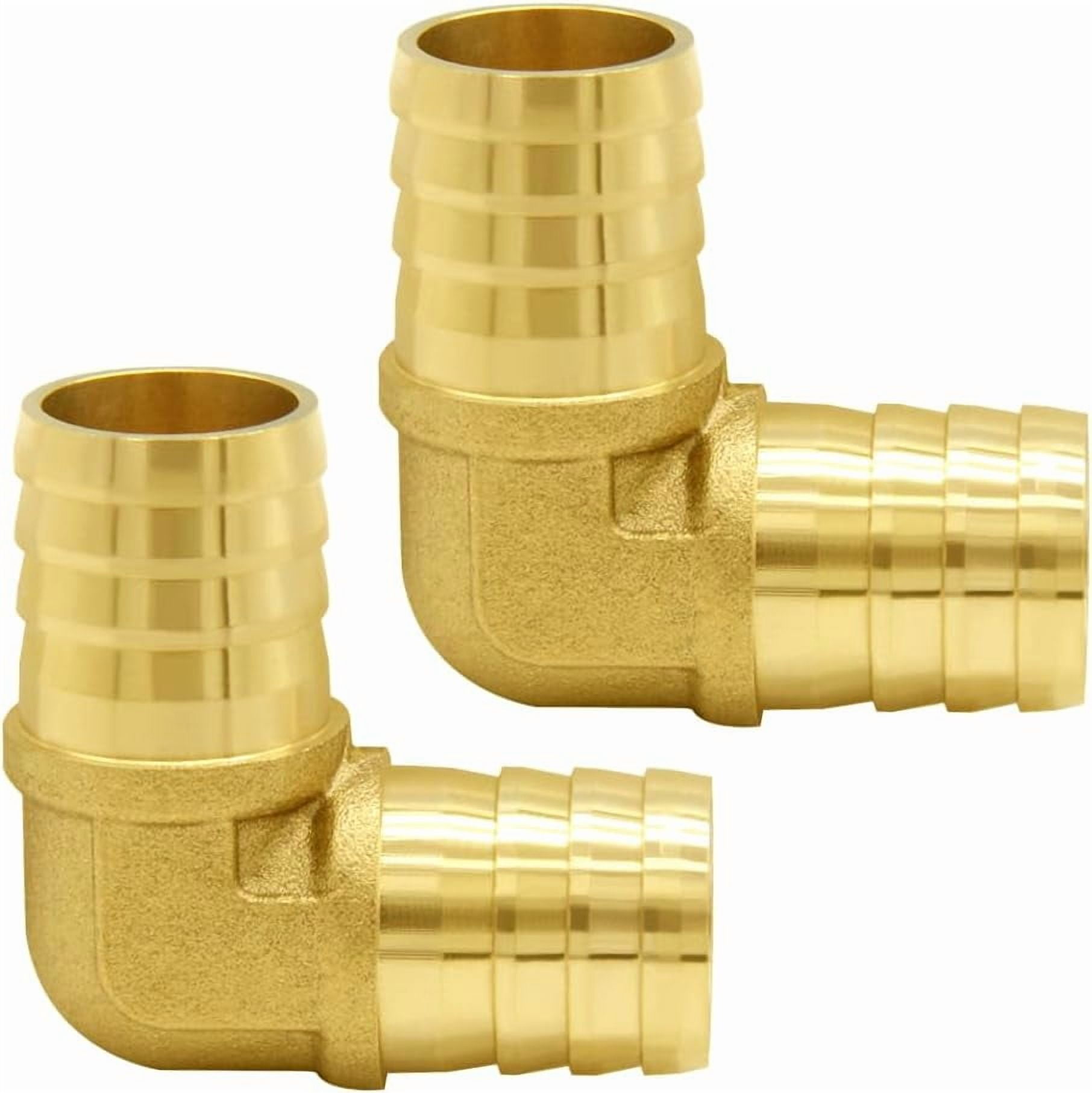2 Pack 5/8 Inch Hose Barb 90 Degree L Right Angle Elbow Union Brass ...