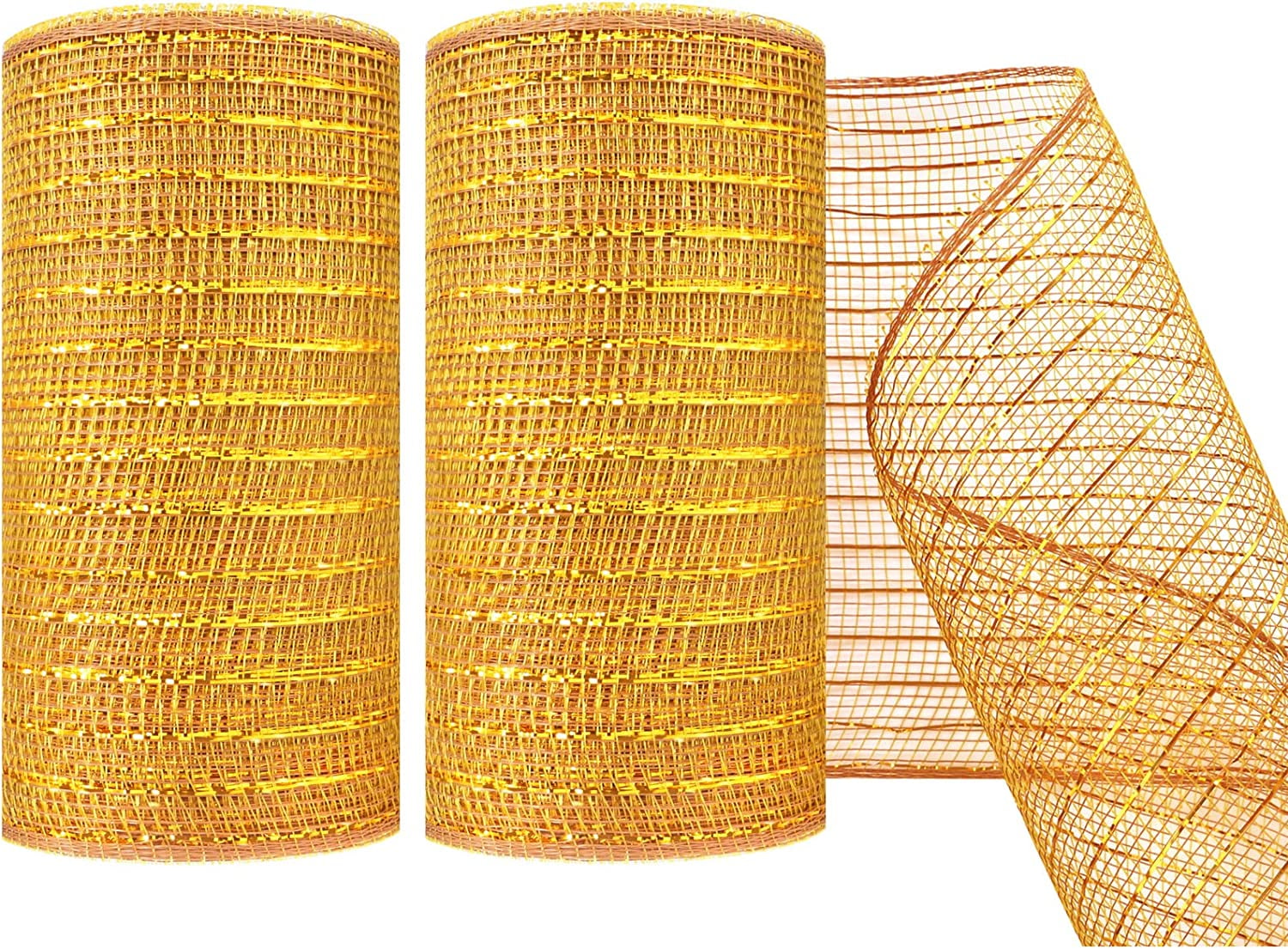 2 Pack 5.9 Inch x 30 Feet Decor Mesh Ribbon with Metallic Foil Wreath ...