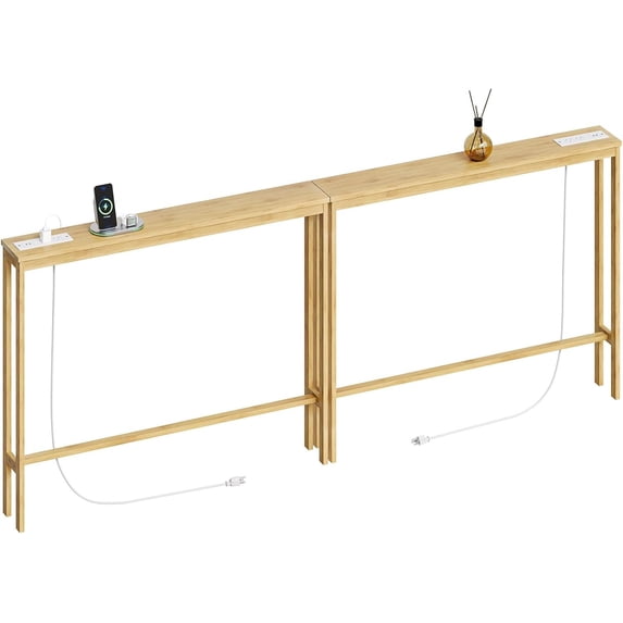 2 Pack 5.9" Narrow Console Sofa Table with Power Outlets, 5.9" Dx39.4 ...