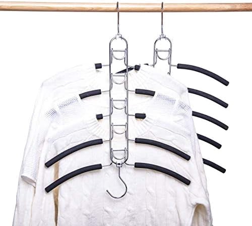 2 Pack 5 in Anti Slip Clothes Hangers,Space Saver Magic Metal Hangers ...