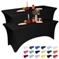 2 Pack 5 Feet White Spandex Tablecloth for Rectangular Tables Fitted ...