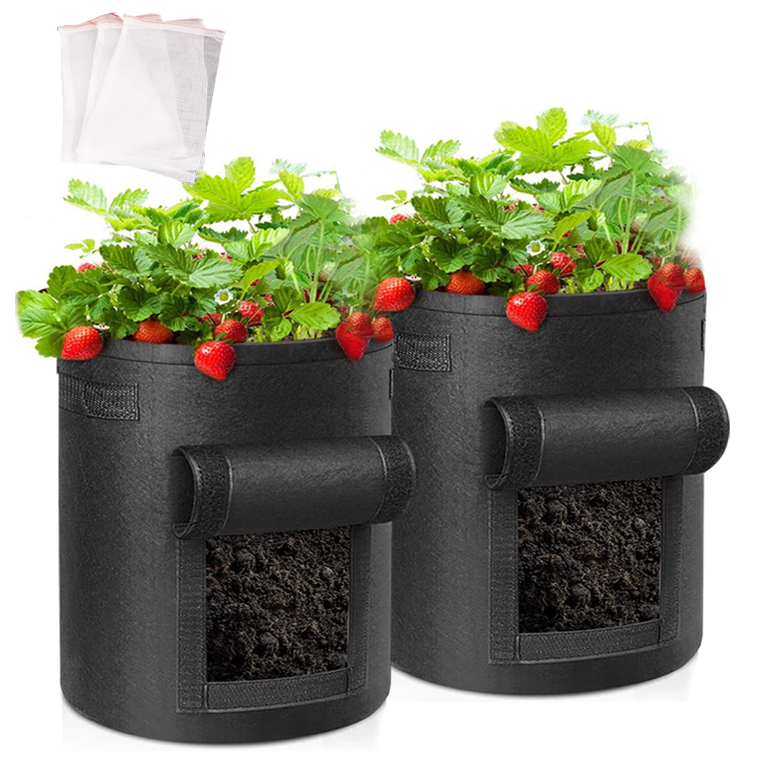 2 Pack 5 Gallon Plant Grow Bags with Handles, Washable Fabric Pot ...