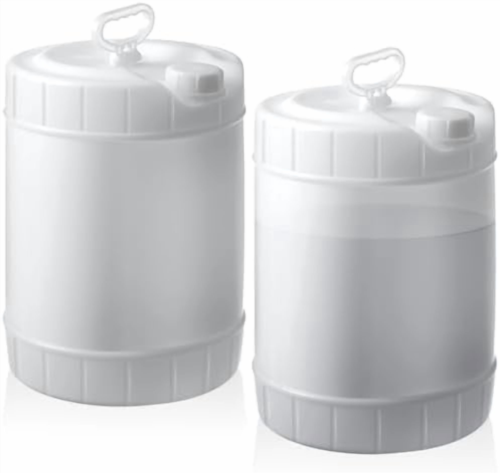 2 Pack 5 Gallon Tighthead Container with Cap Clear Plastic Jugs with ...