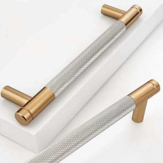 2 Pack 5 Inch 128 mm Bronze and Nickel Knurled Cabinet Handles Cabinet ...